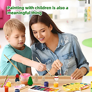 Luckforest 30Pcs Unfinished Wooden Set, Snowman Dolls Craft Christmas Tree Acorns Blank DIY Wooden Natural Wooden Xmas Tree for Crafts Arts Drawing Christmas Decor