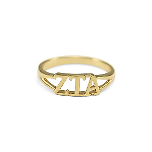 The Collegiate Standard Zeta Tau Alpha 14k Gold Plated Sorority Ring with Greek letters (5.0)