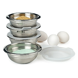 RSVP International 8 Piece Stainless Steel Prep Bowls Set with Lids, Model Number: (PREP-8)