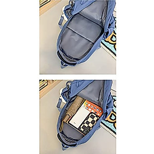 MeganJDesigns Cute Aesthetic Backpack for Teens Girls Boys College High Middle School Student Lightweight Book Bag Casual Kawaii Daypacks (B-Blue Aesthetic Backpack)