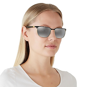 Ray-Ban RB3569 Square Sunglasses, Black On Gold/Grey Mirrored Silver Gradient, 59 mm