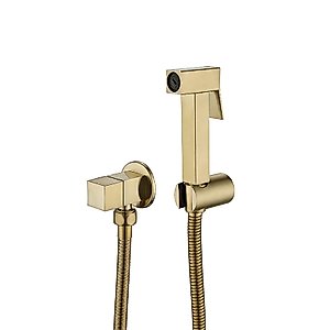 Handheld Bidet Sprayer for Toilet Brass Bathroom Cloth Diaper Sprayer Set with Single Cold Water, Wall Mount Toilet Bidet Sprayer Kit for Feminine Hygiene,Black (Color : Brushed Gold)