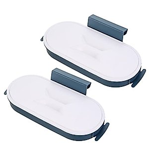 Cabilock Car Trash Bag 2pcs Dark Blue Trash Bag Holders Hanging Garbage Bag Holders Kitchen Trash Bin Racks Hanging Cabinet Door Small Trash Can with Lid for Kitchen Bedroom Dining Room Car Mount
