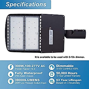 WAHADI 4 Pack 300W LED Parking Lot Lights,5700K Daylight White Shoebox Pole Light, 750W MH/HPS Replacement, Waterproof Outdoor Area Street Court Security Lighting Fixture,UL DLC Listed