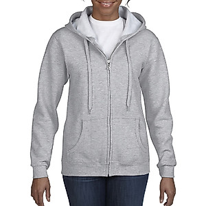 Gildan Women's Full Zip Hooded -Sweatshirt, Sport Grey, Large
