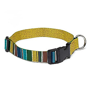 Seawoof Large Dog Collar - Recycled Plastic Comfortable Webbing Breathable Dog Training Tool - Green Stripe - Large