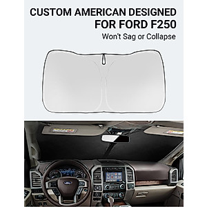 Proadsy 2024 Upgrade Front Windshield Sun Shade Foldable Sunshade Protector Custom Fit 2017-2024 Ford Super Duty F-250 F250 F-350 F350 F-450 F450 F-550 F550 2Door 4Door Pickup Accessories