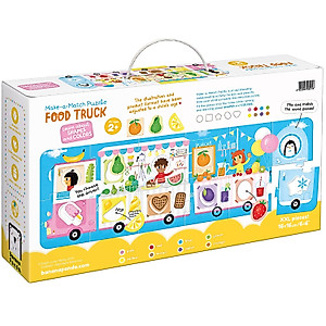 Banana Panda Make-a-Match Food Truck Puzzle with Matching Activity - Large 23-Piece Panoramic Floor Puzzle Over 3 Feet Wide - Pieces Include Basic Shapes to Match, for Kids Ages 2 Years and up