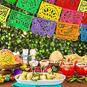 DomeStar 2 Pack Mexican Party Banners, 36 Feet Cinco De Mayo Decorations Papel Picado Banners for Mexican Theme Birthday Party Wedding Dia De Los Muertos Day of The Dead