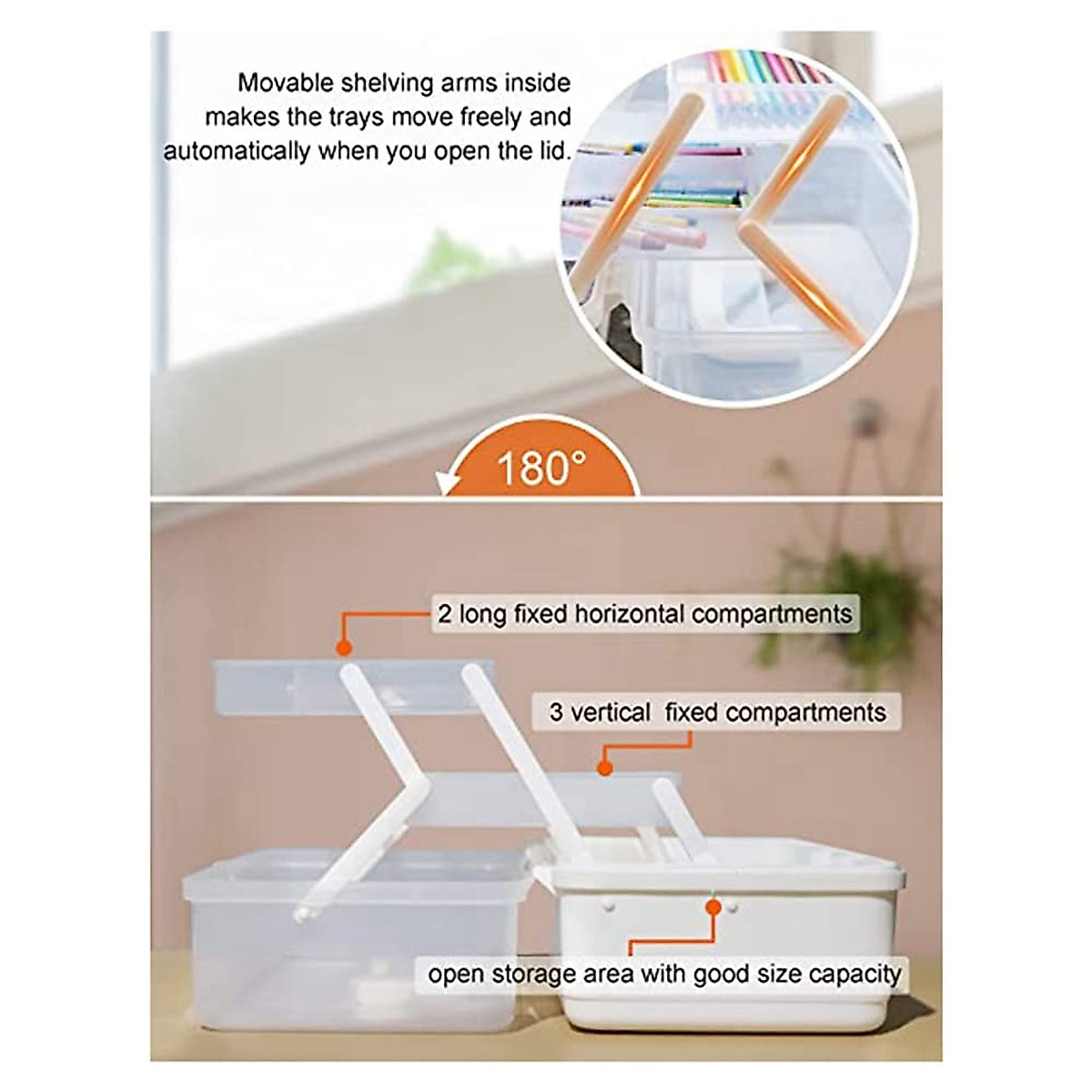 KTELI 3-Tier Fishing Tackle Box Organizer Sewing Box Nail Art Organizer with Handle Tool Box