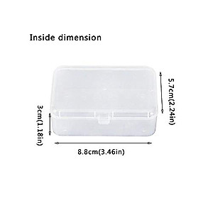 AKOAK Clear Polypropylene Rectangle Mini Storage Containers Box with Hinged Lid for Accessories,Crafts,Learning Supplies,Screws,Drills,Battery,Pack of 4 (3.46" x 2.24" x 1.18")