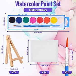Fuutreo Watercolor Paint Sets 3x4 Mini Canvas Easel Paints Brush Set Kids Art Party Favors and Party Supplies Watercolor Paint Favors Washable Bulk for Kids Birthday Prizes(48 Pcs)