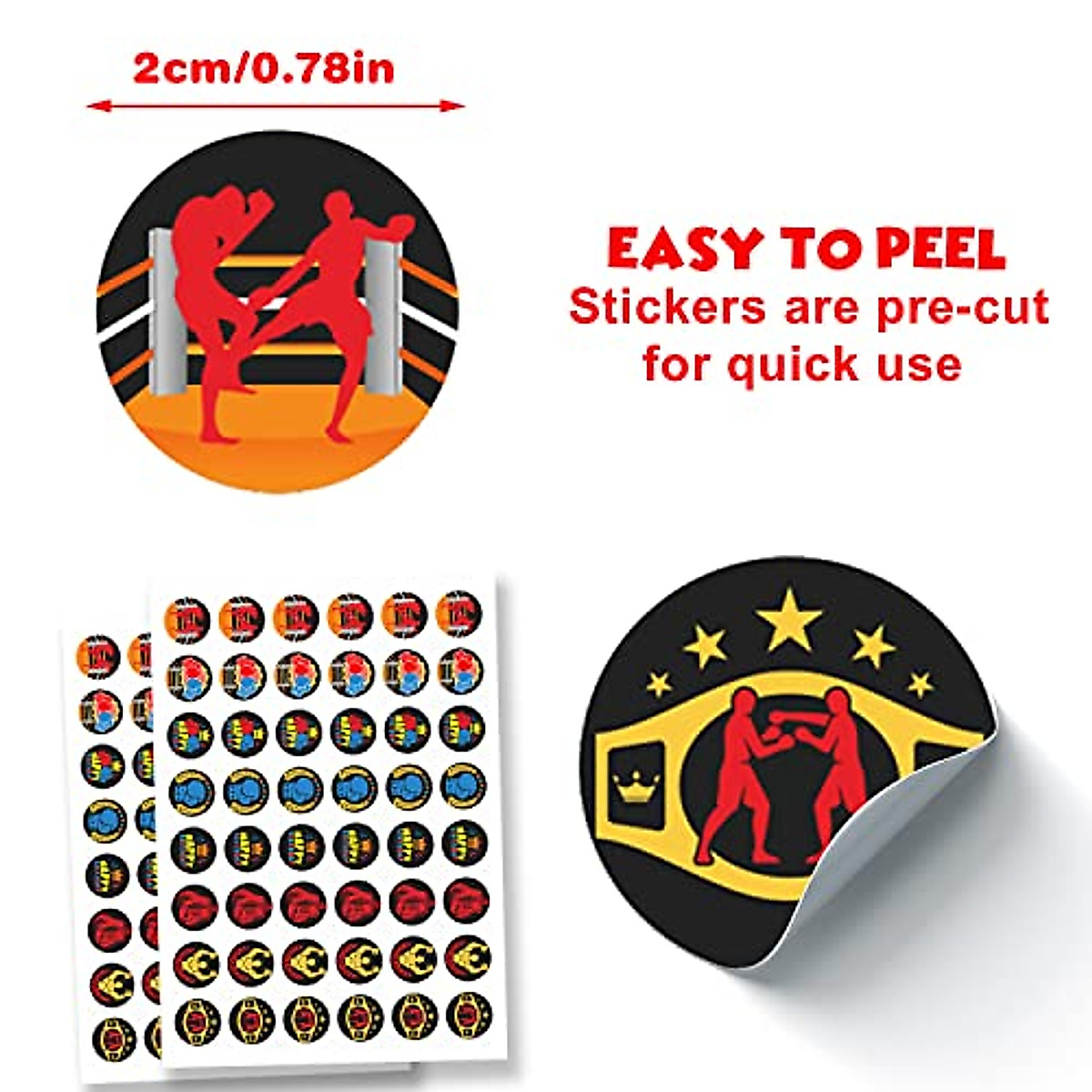 Boxing Labels Stickers Boxing Glove Boxing Match Sports Wrestle Fitness Theme Decor for Gym Boy Man 1st Birthday Party Baby Shower Photography Decorations Supplies 240 PCS Photo Booth Props Favors