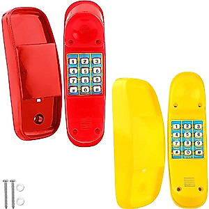 Haconba 2 Pack Swingset Phone Toys Playground Swing Set Telephone Plastic Pretend Play Telephone with Numeric Key for Kids Outdoor Playground Treehouse Accessories (Yellow, Red)