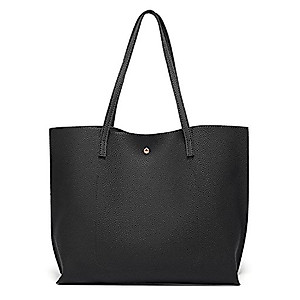 Dreubea Women's Soft Faux Leather Tote Shoulder Bag from, Big Capacity Tassel Handbag Black