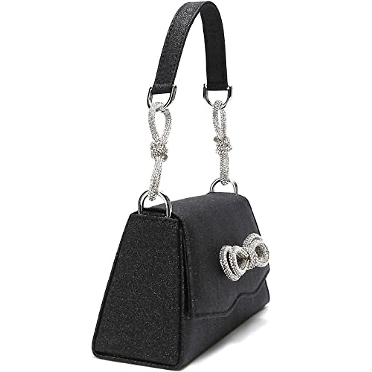 YIKOEE Sparkly Rhinestone Bow Evening Bag Clutch Purses for Women (Black)