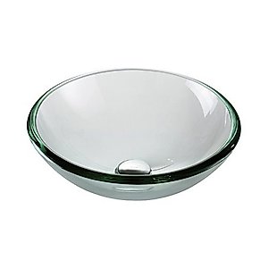 Kraus GV-101-19mm Clear 19mm thick Glass Vessel Bathroom Sink