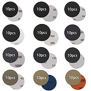 130pcs Sandpapers 3Inch Grit 60-10000 Wet Dry Sander Sheets w 1/8"&1/4" Shank Backer Plate, M10 Backing Pad, Interface Pad Grinding Abrasive Sponge Sanding Disc for Wood Car Polishing Headlight Cleane