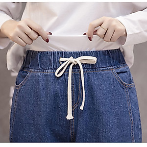 Maiyifu-GJ Womens Elastic Waist Denim Joggers Jeans Casual Distressed Drawstring Stretch Jeans Skinny Workout Jean Trousers (Blue,Small)