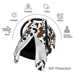 Brown Black Cow Skin Baby Car Seat Canopy Cover Multi Use Nursing Cover for Newborn Car Seat Canopy Mom Nursing Breastfeeding Covers Newborn Shower Gift