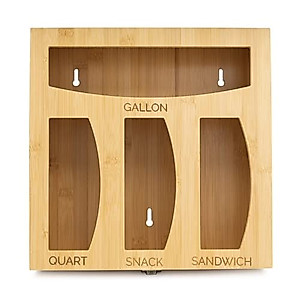 Umiboo Bamboo Resealable Bag Storage Organizer with Hinge - For your Kitchen Drawer, Pantry, Countertop - Easily Organize your resealable storage bags