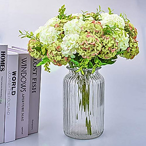 4 Packs Artificial Silk Hydrangea Fake Bridal Bridesmaid Flower Bouquet for Wedding Party Home Decoration, 10 Head, 36cm (Green)