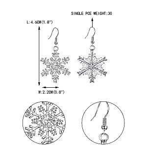 EVER FAITH Women's Austrian Crystal Winter Party Snowflake Pierced Hook Dangle Earrings Clear Silver-Tone