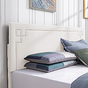 Mjkone Cal-King Bed Frame| Platform Bed Frame Upholstered Velvet Backrest | Adjustable Tufting Headboard Bed Frame with Solid Wood Slats Support Easy Assembly-Beige