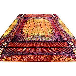 Unique Loom Metro Collection Contemporary Abstract Lantern Area Rug, 8' 0" x 10' 0", Yellow/Red