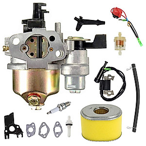GX160 Carburetor+Ignition Coil Air Filter Kit Compatible with GX120 GX140 GX160 GX168 GX200 5.5hp 6.5hp Small Engine Generator Lawn Mower Motor Replaces# 16100-ZH8-W61