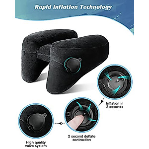 JefDiee Neck Pillows for Travel, Travel Pillow for Neck, Chin, Head Support, Airplane Pillow with Soft Washable Velour Cover, Hat, Portable Luxury Bag, 3D Sleep Mask and Earplugs (Black)