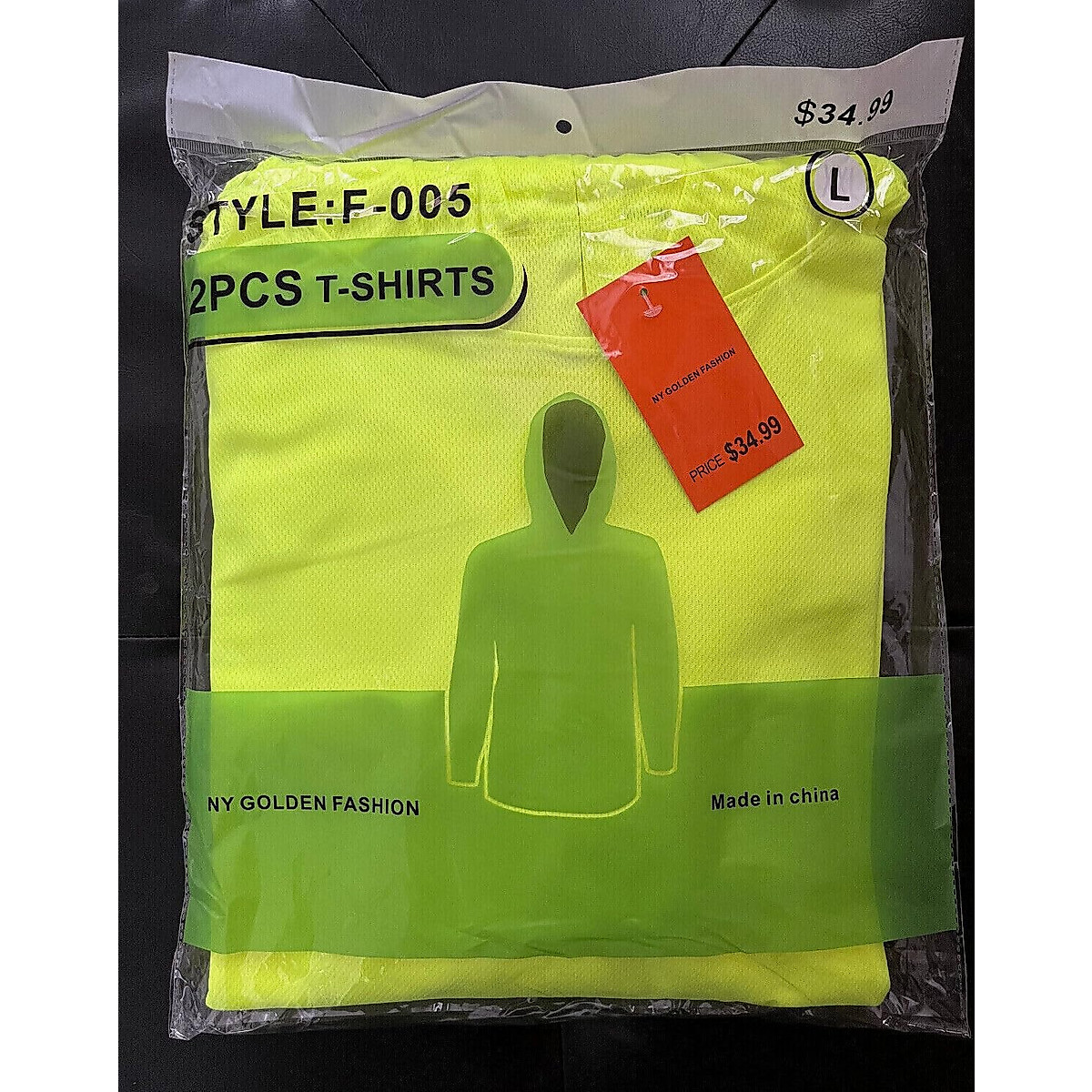 NY GOLDEN FASHION Hi Vis High Visibility T Shirt Long Sleeve Safety Construction Work Shirts with Hood (2Pcs Neon Yellow, XL)