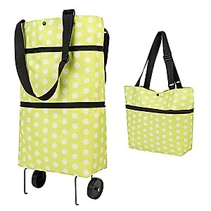 Grocery cart Foldable Grocery Cart with Shopping Bag, Reusable Collapsible Trolley Bags Waterproof Folding Shopping Bag Shop Cart with Wheels Reusable Grocery Bags for Women Utility Carts