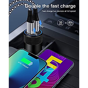 AILKIN 2 Pack Dual Port USB C Car Charger + 2Pack 6ft Fast Charging Type C to C Cable