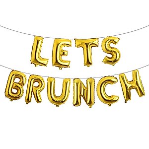 Lets Brunch Decoration Brunch and Bubbly Bridal Shower Decoration Lets Brunch Sign Banner Floral Bridal Shower Decoration (LETS BRUNCH Gold)