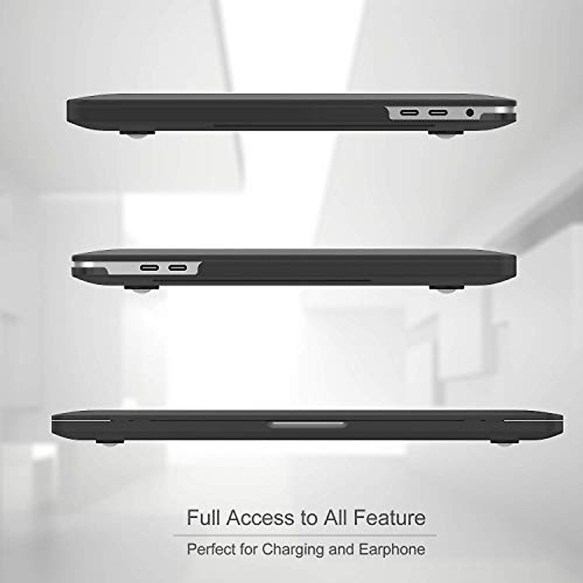 Procase MacBook Pro 13 Case 2019 2018 2017 2016 Release A2159 A1989 A1706 A1708, Hard Case Shell Cover and Keyboard Skin Cover for Apple MacBook Pro 13 Inch with/Without Touch Bar and Touch ID –Black (PC-08360224)