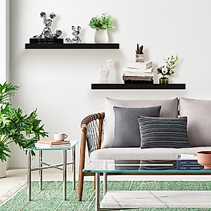 SHATGYI 31.5in Floating Shelves, Wall Mounted Floating Shelves Storage Rack for Bathroom, Living Room, Bedroom and Kitchen, (Set of 2, 31.5" L x 7.9" W x 1.2" H), Black