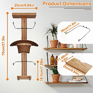 ACOSIY Western Hat Rack Decor for 3 Cowboy Hat, Cowboy Hat Organizer Rack for Wall, Cowboy Hat Wall Hanger with Wooden Shelf, Cowboy Hat Holder with Metal Hanging Rod for Baseball Caps (Metal)