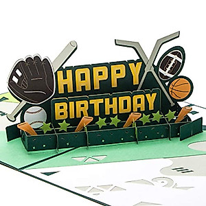 Ribbli Pop Up Birthday Card, Happy Birthday Card, Sports Style Birthday Card for Men Dad Husband Boyfriend Brother Son Kids Friend, with Envelope