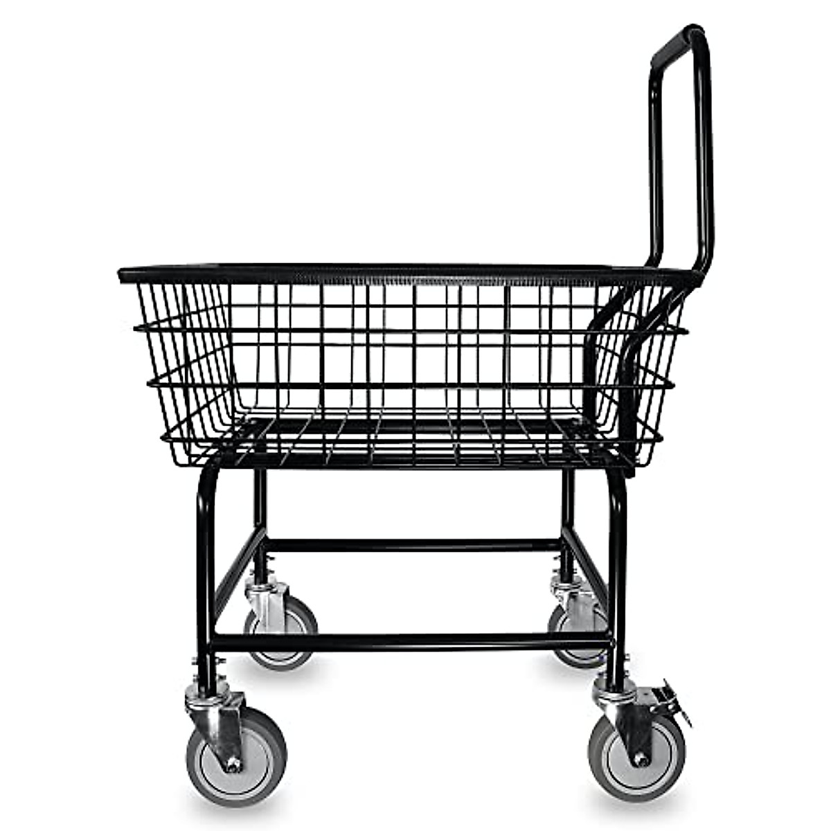 LVP Work Horse Commercial Laundry Cart with Removable Handle 2.85 Bushels (Matte Black Vinyl Anti Rust Coating) (Black)