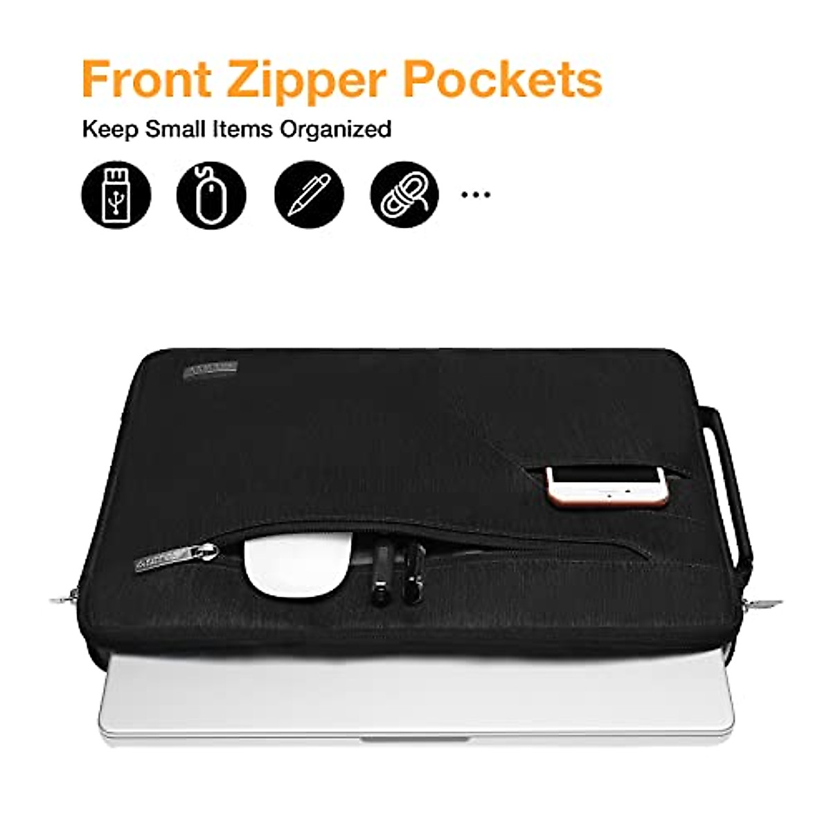 MOSISO Laptop Shoulder Bag Compatible with MacBook Air/Pro,13-13.3 inch Notebook,Compatible with MacBook Pro 14 2023-2021 A2779 M2 A2442 M1, Polyester Briefcase Sleeve with Side Handle, Black
