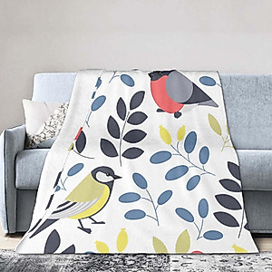 Throw Blanket 40x50 Inch,Texture Bird Nature Flannel Soft Cozy Fluffy Throw Blankets and Warm Throws for Adults in Couch Sofa Bed 50x40 Inch