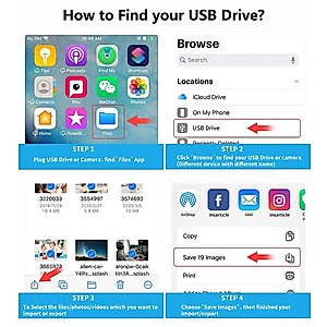 Apple Lightning to USB Camera Adapter with Charging Port, USB 3.0 OTG Cable for iPhone/iPad to Connect Card Reader, USB Flash Drive, U Disk, Keyboard, Mouse, Hubs, MIDI, Plug & Play