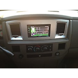 Custom Install Parts Khaki w/Silver Double Din Stereo Radio Dash Kit Install Bezel +Wiring Harness+Antenna Adapter Compatible with Dodge Ram 2006-2009(Khaki/Silver Standard Non Canbus Wire Harness)