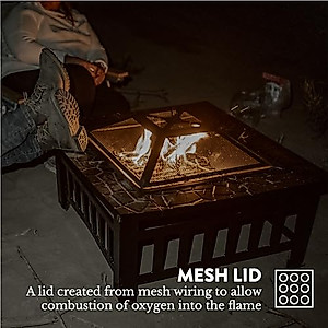 GasOne Fire Pit – 32-inch Outdoor Fire Pits – Metal Firepits for Outside Patio with Fireplace Screen – Elegant and Modern Fire Pit Table for Camping, Heating, Bonfire, Picnics - Outdoor Fire Pit