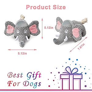 YYDSFEIOU Stuffed Dog Toys, Interactive Squeaky Dog Toys Chew Toys Durable Plush Dog Toy with Crinkle Paper for Small Medium Large Dogs Puppy Toys Pet Toys Elephant Design