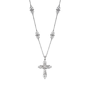 Ross-Simons 0.25 ct. t.w. Diamond Openwork Cross Pendant Necklace in Sterling Silver. 16 inches