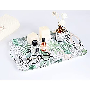 FlosSolis 16.5"x11.5" Serving Tray with handle Set of 2 leaf design, Melamine Rectangular Serving Tray/Platters stackable Sturdy and easy clean for Serving food,fruit,desserts,breakfast,meals,BPA FREE