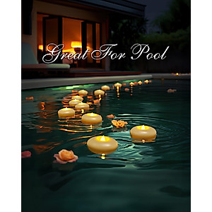 Homemory 24 Pack 3” Flameless Led Floating Candles, 200 Hour Battery Operated Flickering Waterproof Tealights for Cylinder Vases, Centerpieces at Wedding, Party, Pool, Holiday (Ivory Base)