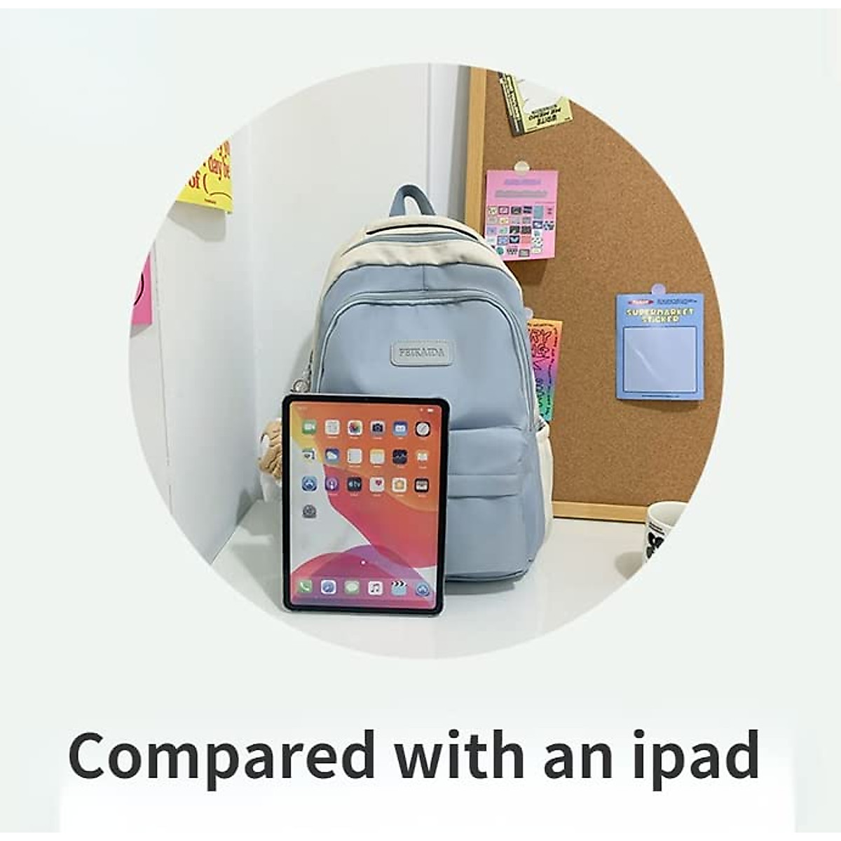 KOWVOWZ Backpack kawaii aesthetic cute back to school bag girls boys middle school student large capacity junior high schoolbag (Blue)